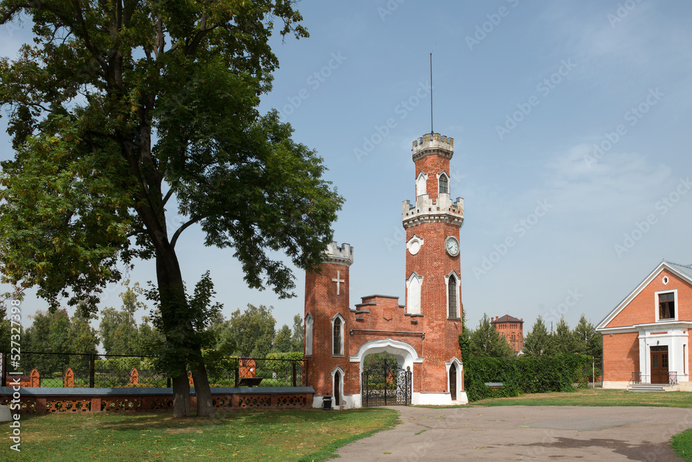 Ramon, Voronezh Region, Entrance gate with a tower and clock. The ...