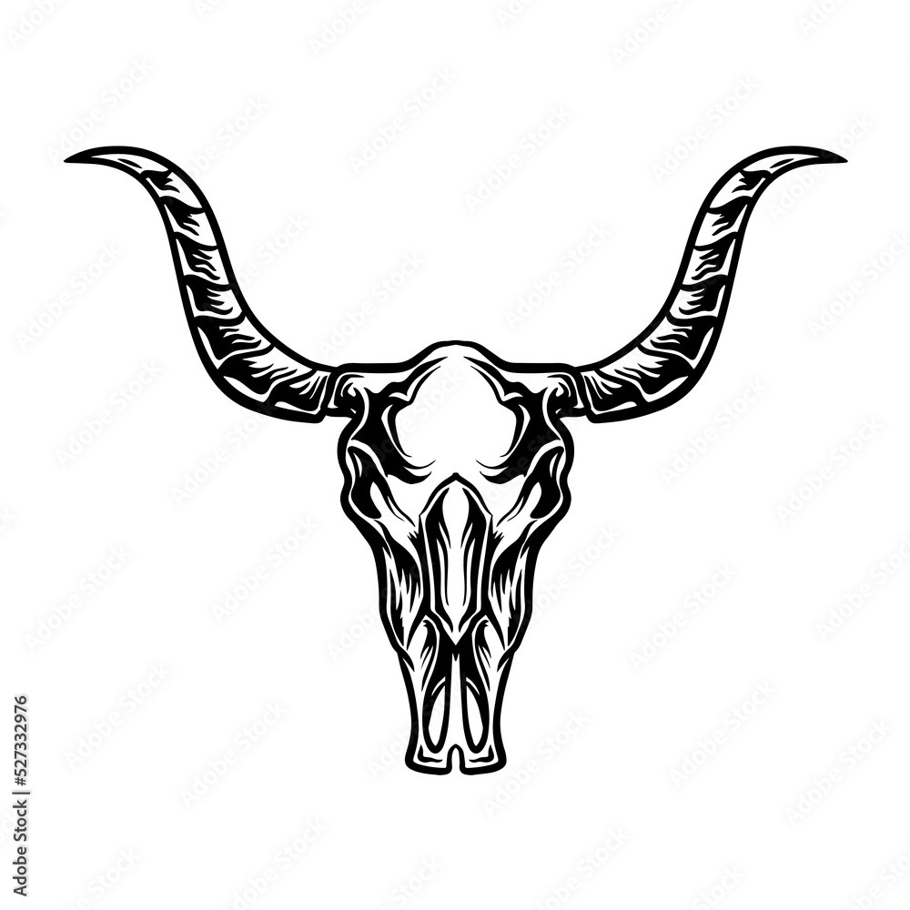 Bull skull outline vector Stock Vector | Adobe Stock
