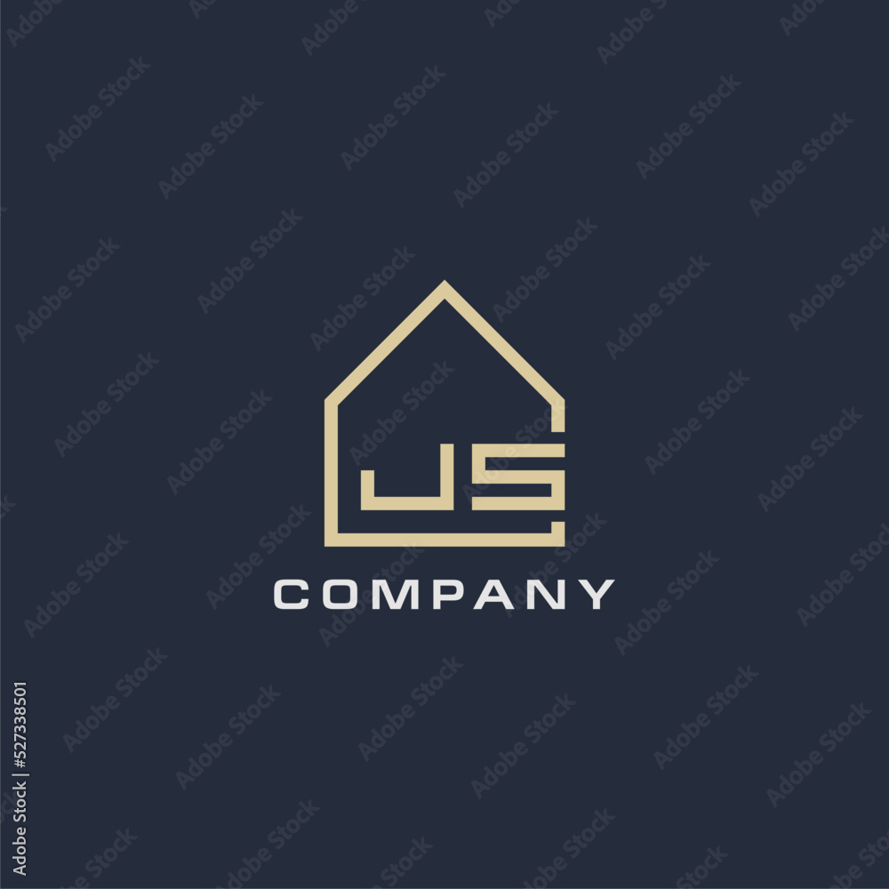 Initial letter JS real estate logo with simple roof style design ideas ...