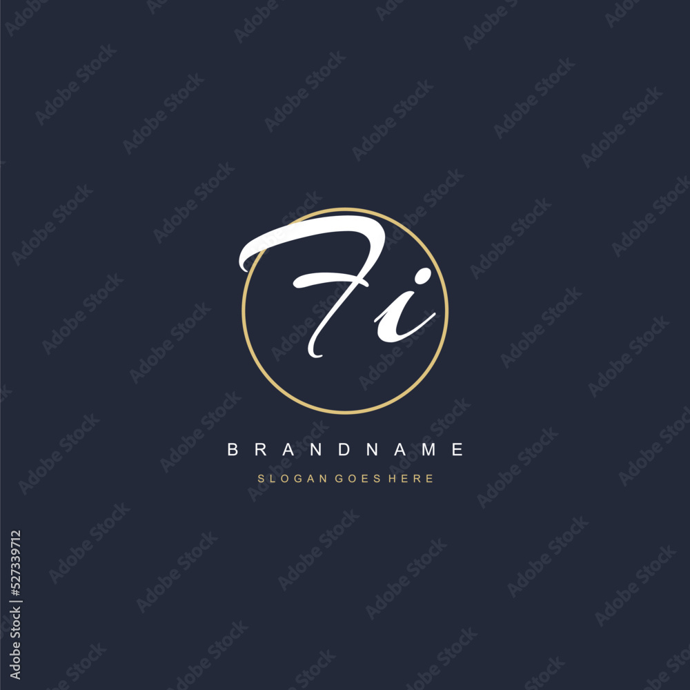 Initial letter FI logo monogram feminine style with circle line design ...