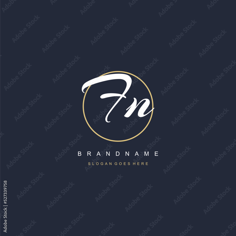 Initial letter FN logo monogram feminine style with circle line design ...