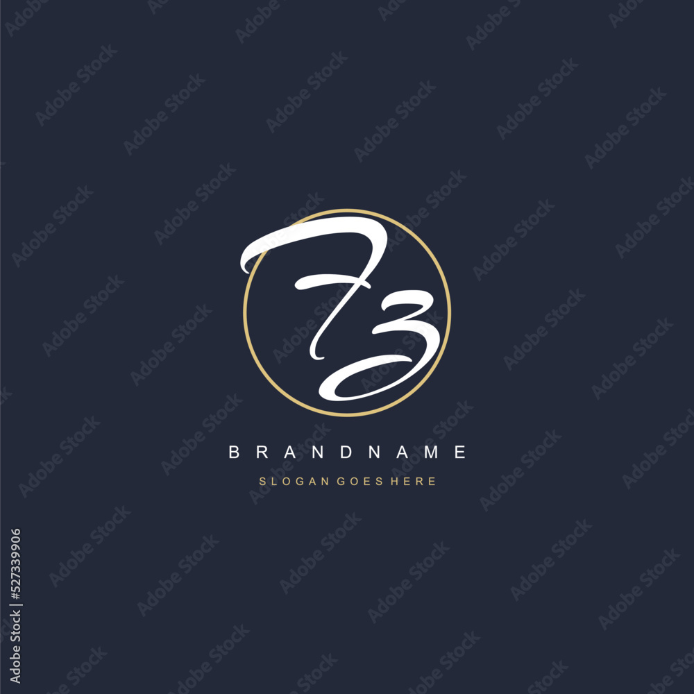 Initial letter FZ logo monogram feminine style with circle line design ...
