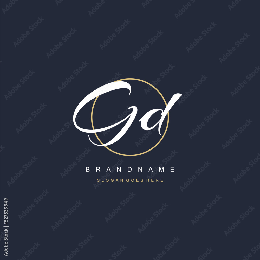 Initial letter GD logo monogram feminine style with circle line design ...
