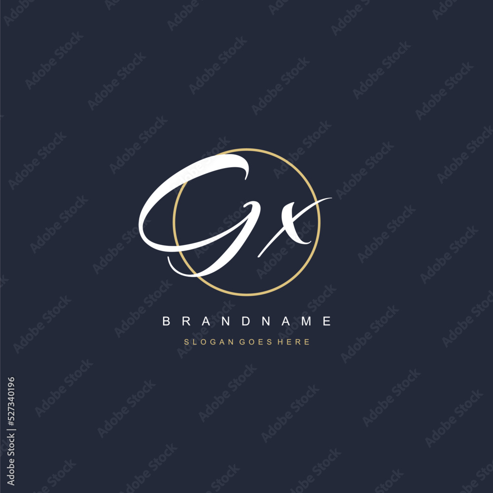 Initial letter GX logo monogram feminine style with circle line design ...