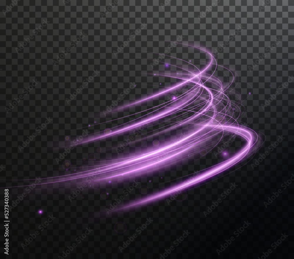 Light pink Twirl. Curve light effect of pink line. Luminous pink circle ...