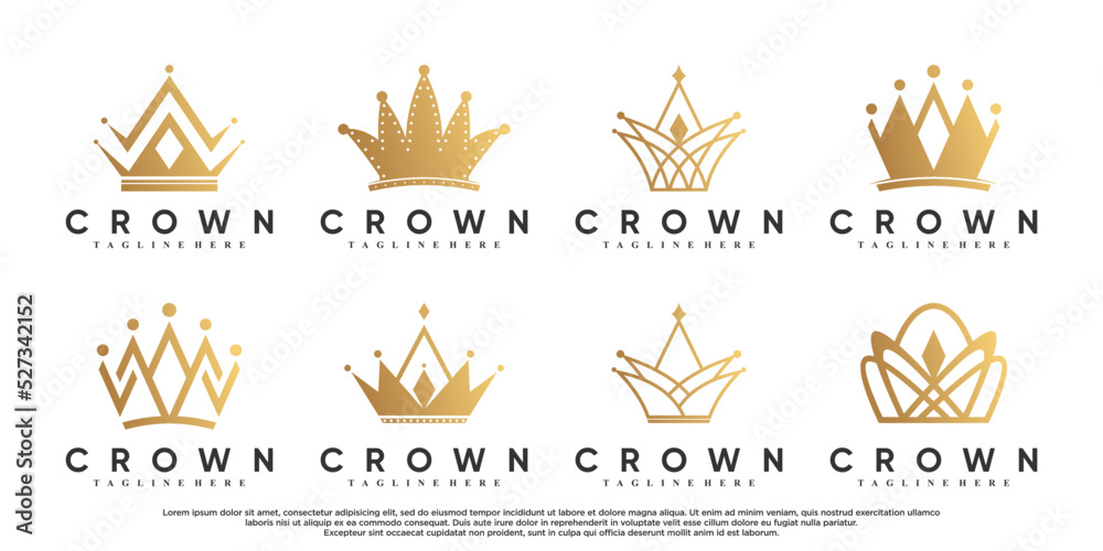 Crown icon set logo design with unique concept Premium Vector Stock ...