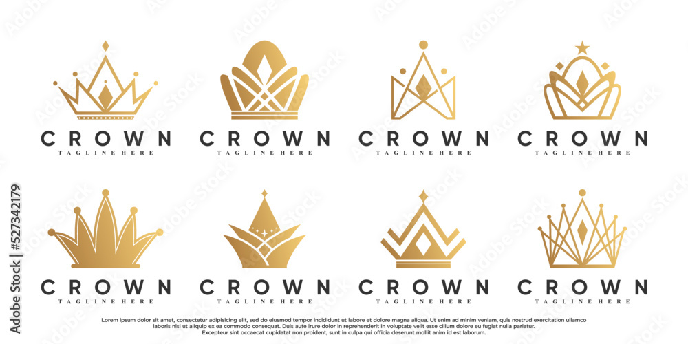 Crown icon set logo design with unique concept Premium Vector Stock ...