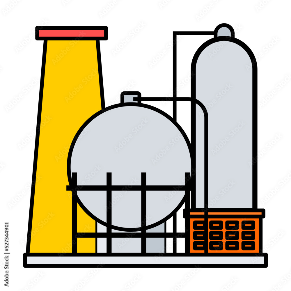 Petroleum refining processes Concept, Refinery Flow Plant Vector color ...
