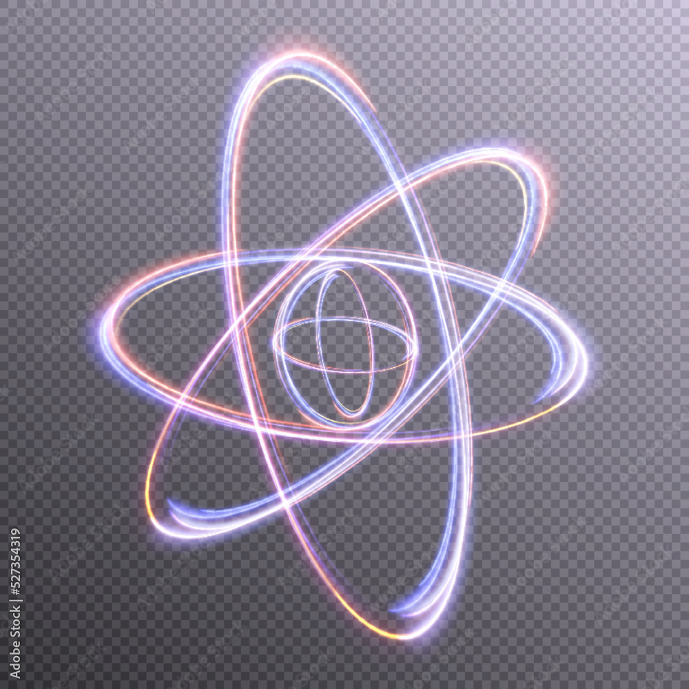 Light neon model of an atom particle. Vector Stock Vector | Adobe Stock