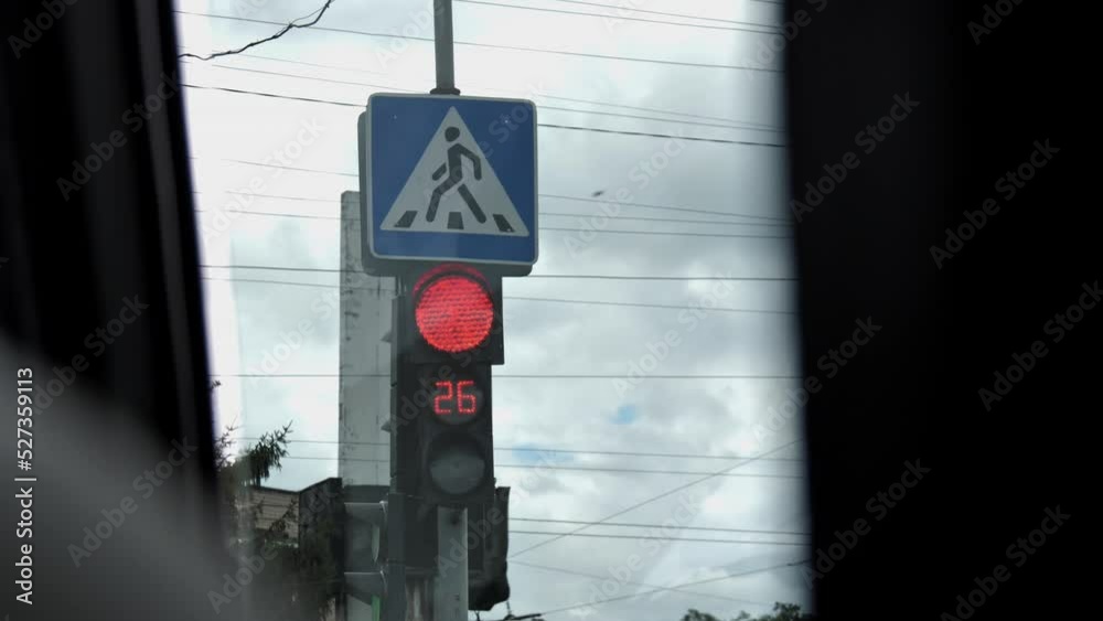 Wideo Stock: View through the car window from the passenger seat at red ...