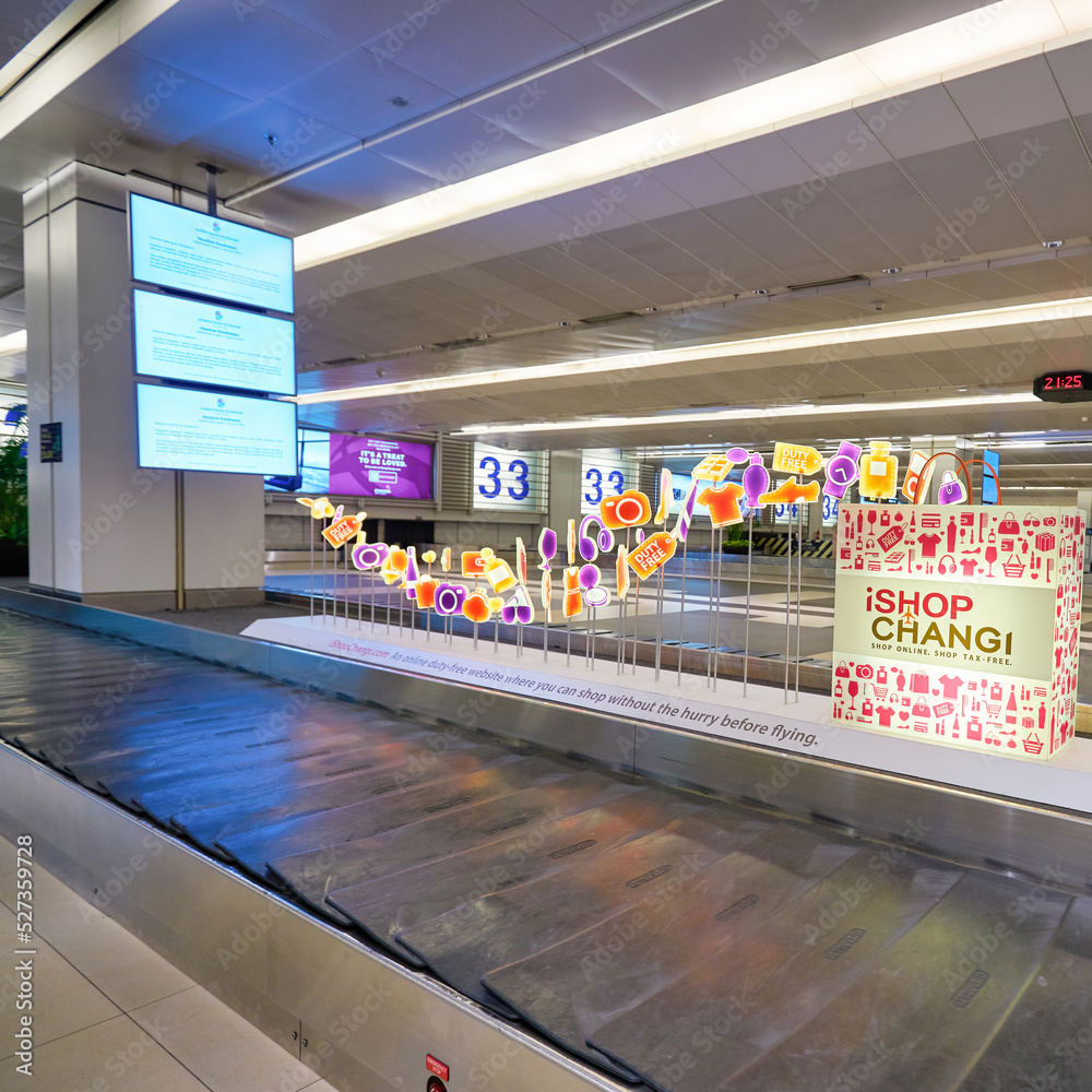 SINGAPORE - CIRCA JANUARY, 2020: baggage claim area at Singapore Changi ...