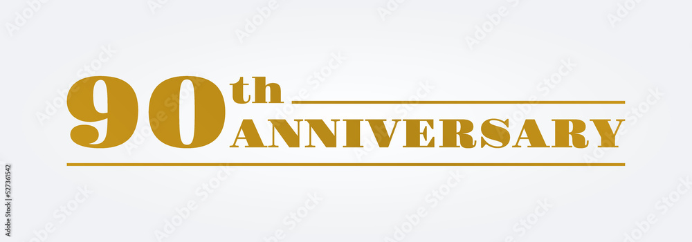 90 years, 90th anniversary logo or icon. Birthday, jubilee, celebrate ...