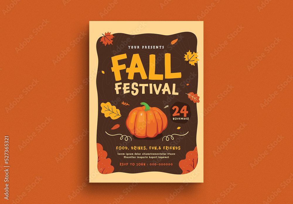 Fall Festival Event Flyer Layout Stock Template | Adobe Stock