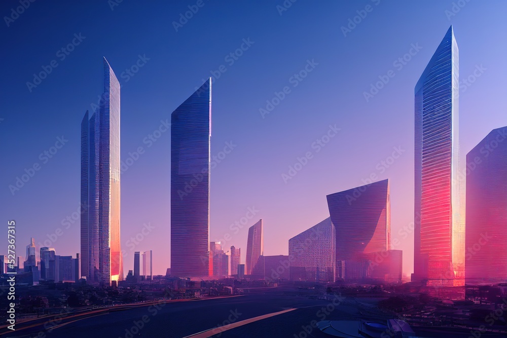 Future metropolis streets, night skyline cartoon vector with ...