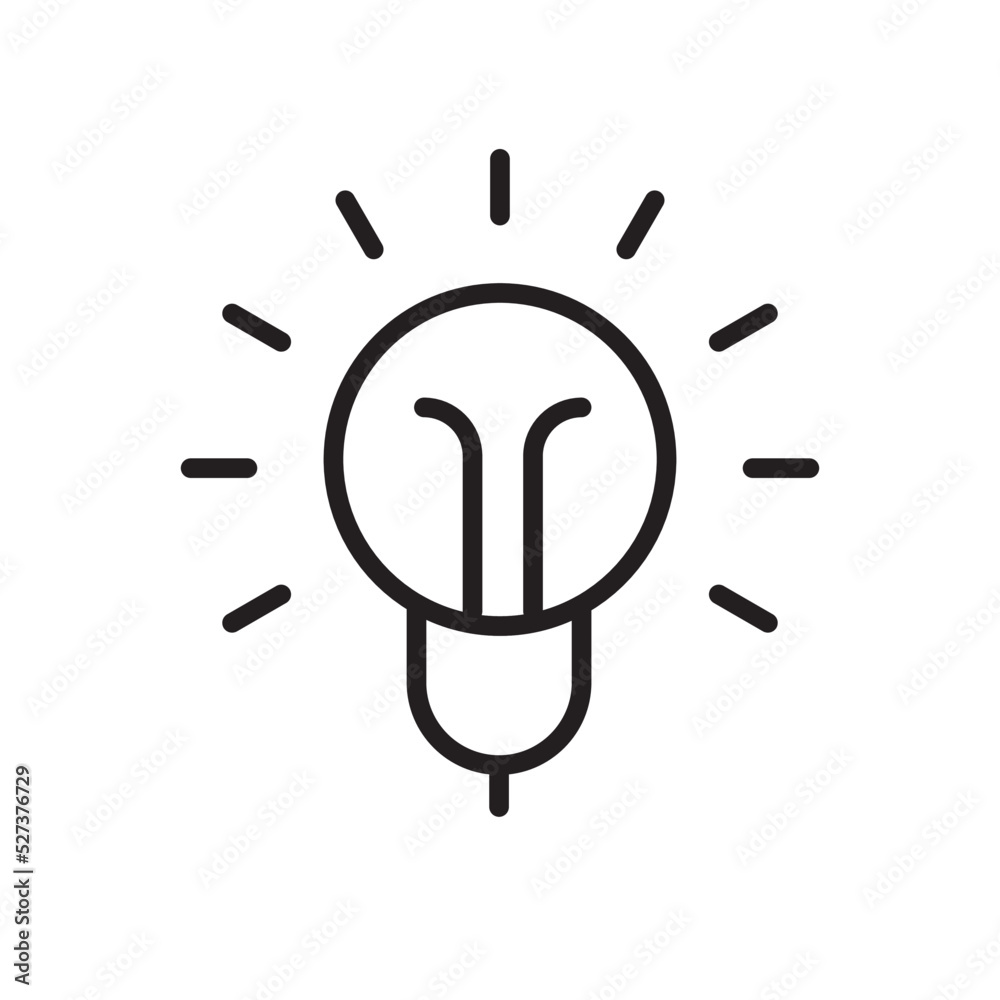 Light bulb icon. Electric lamp linear pictogram. Symbol of idea and ...