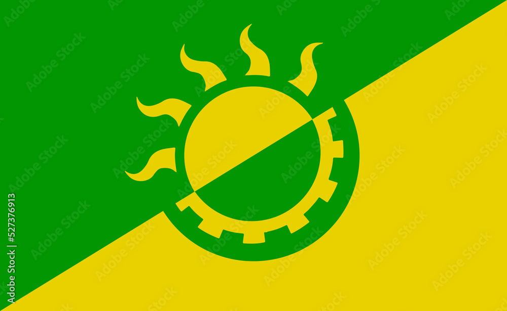 Solar punk movement flag. Solarpunk symbol. Sustainable technology ...