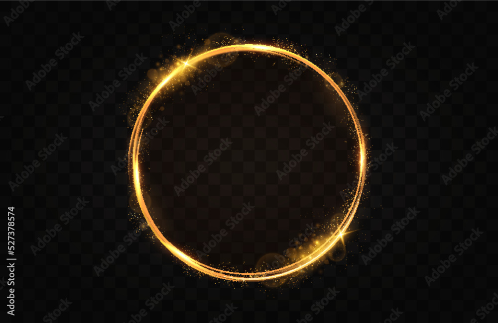 Poster Golden circle with fire effects.Light effect.Vector – Wall Art ...