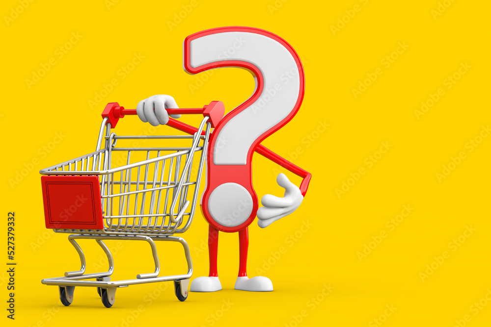 Question Mark Sign Cartoon Character Person Mascot with Shopping Cart ...