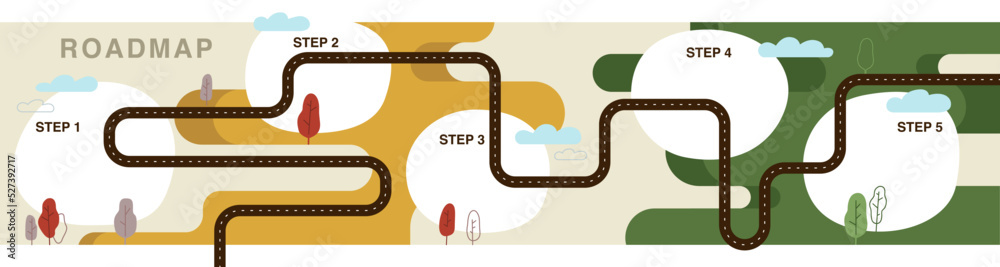 Roadmap infographic template for business. 5 steps timeline hand ...