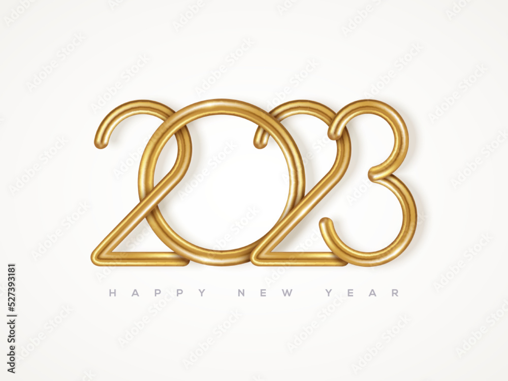 2023 gold 3d numbers isolated on white background. Vector illustration ...