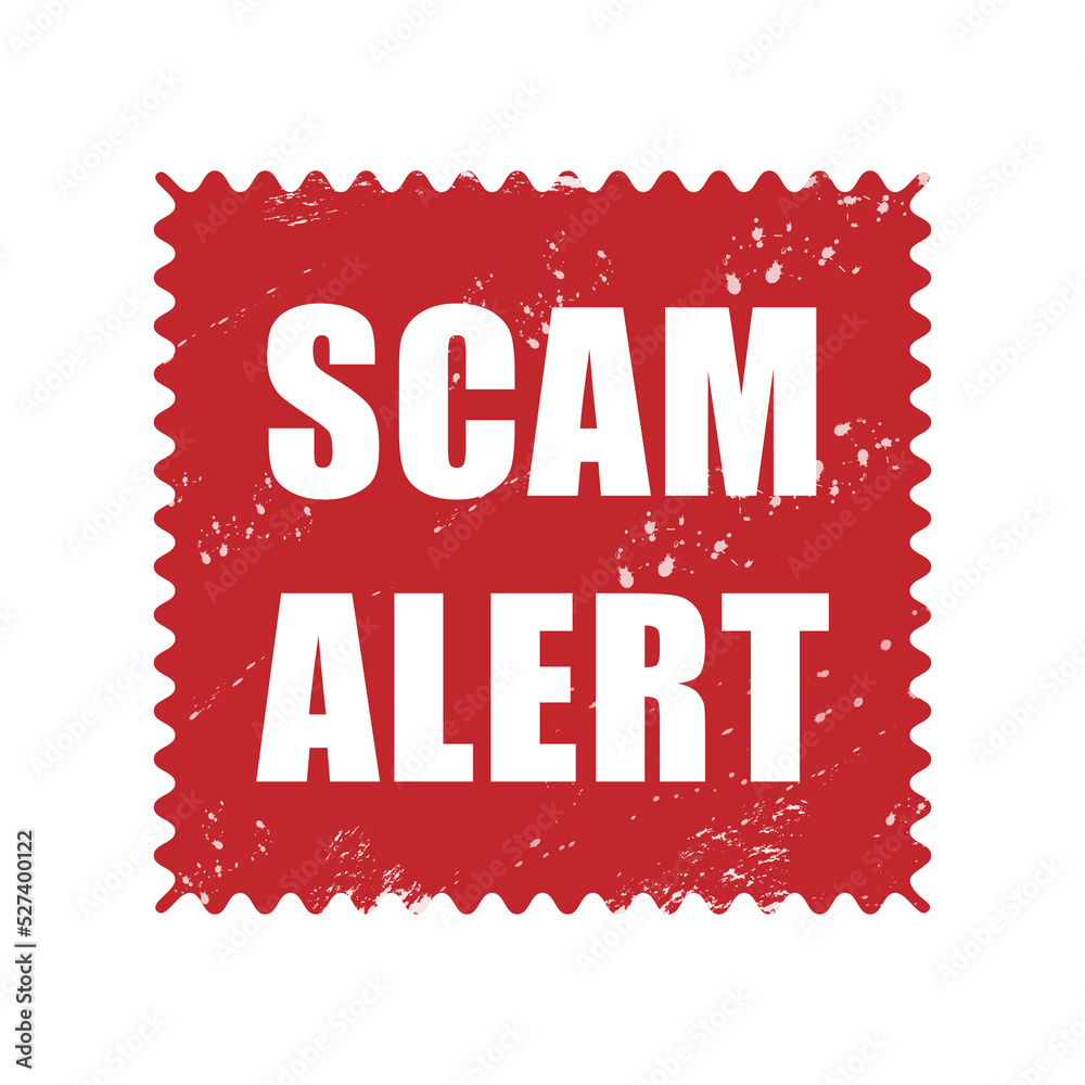 Scam alert stamp with grunge effect for media and documents. Scam alert red Rubber Stamp over a ...