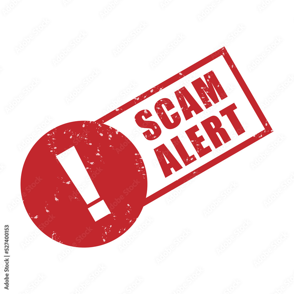 Scam alert stamp with grunge effect for media and documents. Scam alert ...