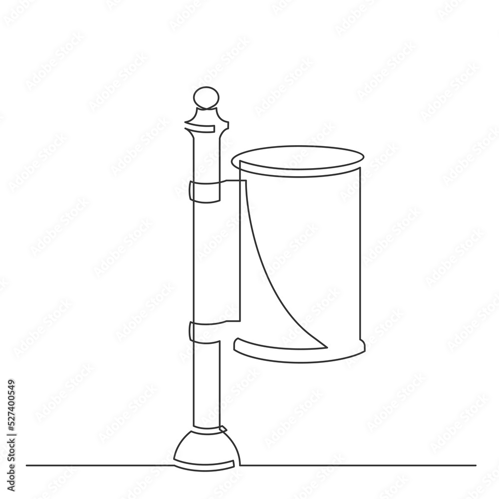 Continuous line drawing of trash can. Street trash can. Vector ...