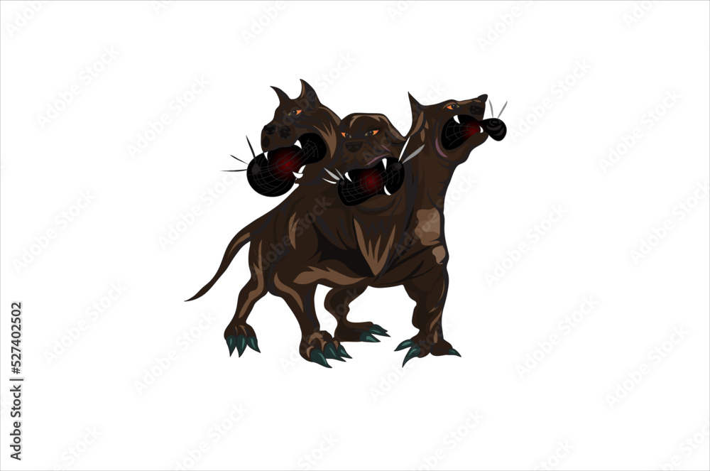 Cerberus hellhound Mythological three-headed dog the guard of the ...