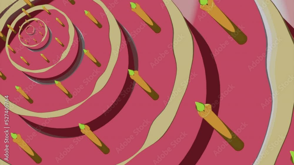 Abstract animation of birthday cake. Design. Circles move in streams ...