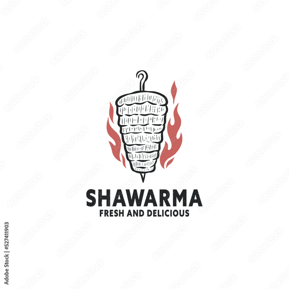Vintage hand drawn shawarma logo template Stock Vector | Adobe Stock