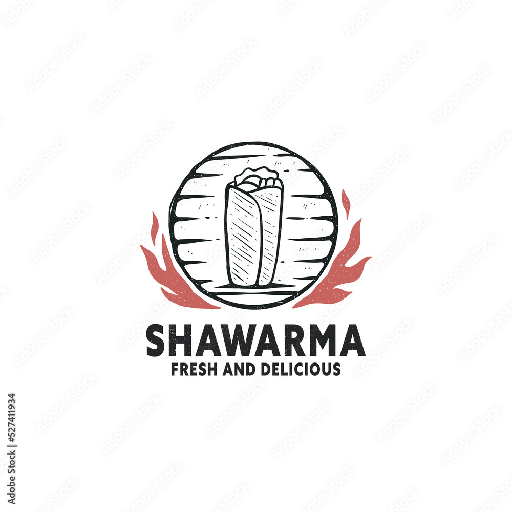 Vintage hand drawn shawarma logo template Stock Vector | Adobe Stock