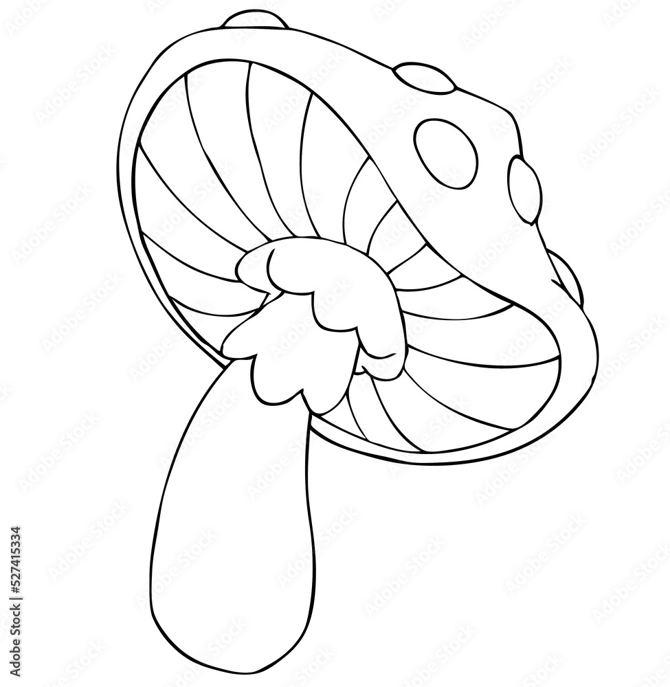 Mushroom toadstool. Element for coloring page. Cartoon style. Stock ...