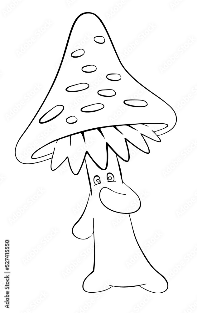Mushroom toadstool. Element for coloring page. Cartoon style. Stock ...