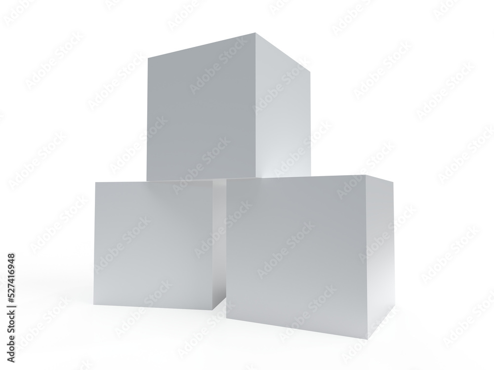 Three white boxes on white background. 3D rendering. Stock Illustration ...