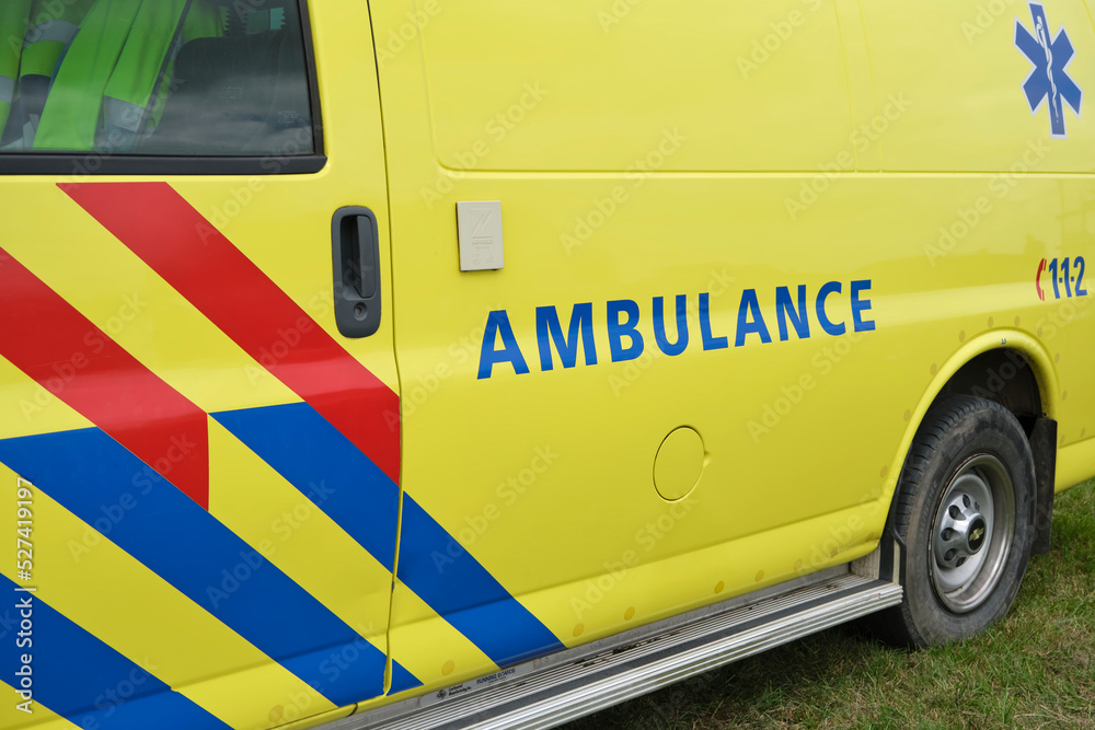 Dutch Ambulance logo on the side of a parked medical van. Ambulance ...