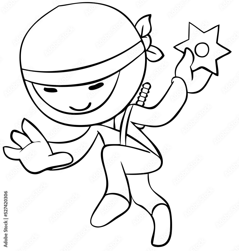 Ninja. Element for coloring page. Cartoon style. Stock Vector | Adobe Stock