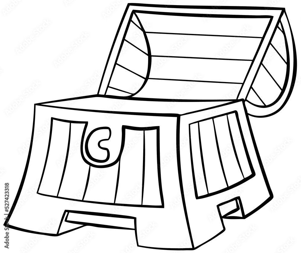 Open Chest Element For Coloring Page Cartoon Style Stock Vector Adobe Stock