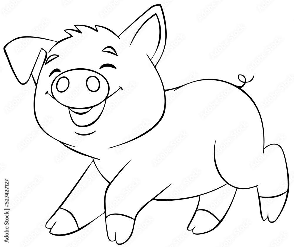 Pig. Element for coloring page. Cartoon style. Stock Vector | Adobe Stock