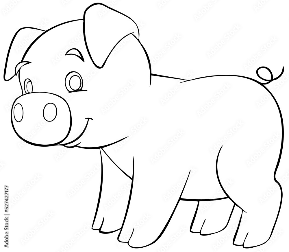 Pig. Element for coloring page. Cartoon style. Stock Vector | Adobe Stock