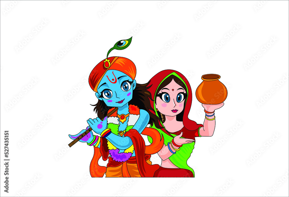 Radha Krishna vector illustration on isolated background Stock Vector ...