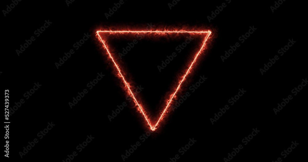 Fire triangle on a black background. Abstract hot triangle, flame frame ...