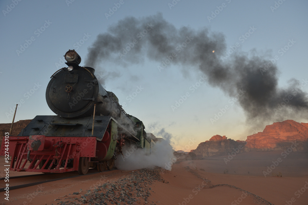 A Steam Train From The Time Of The Ottoman Empire In Wadi Rum In ...