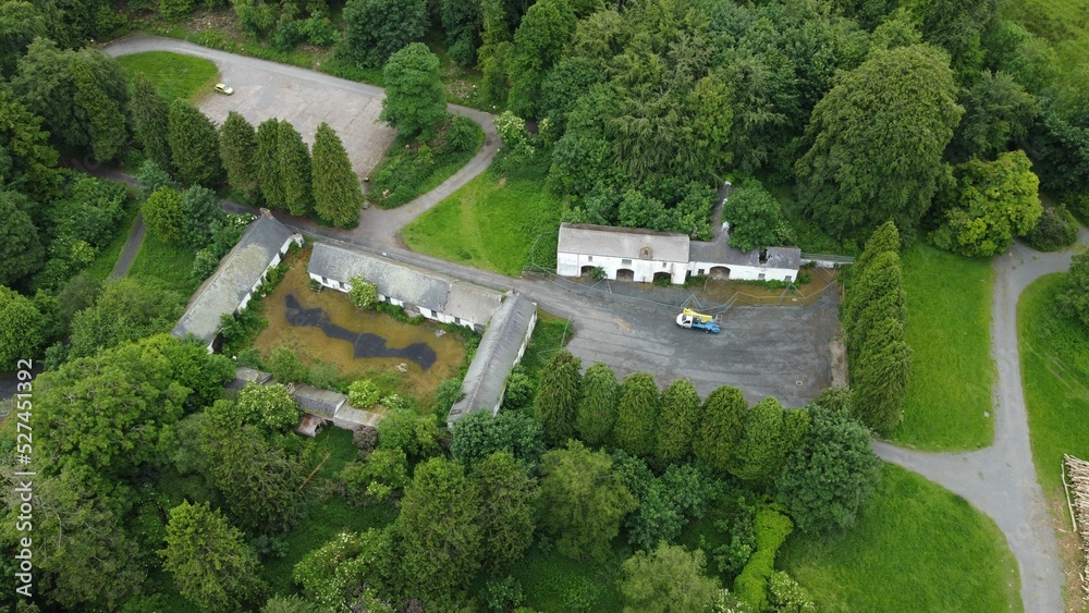 Poster Aerial view of abandoned WW2 army barracks and stables ...