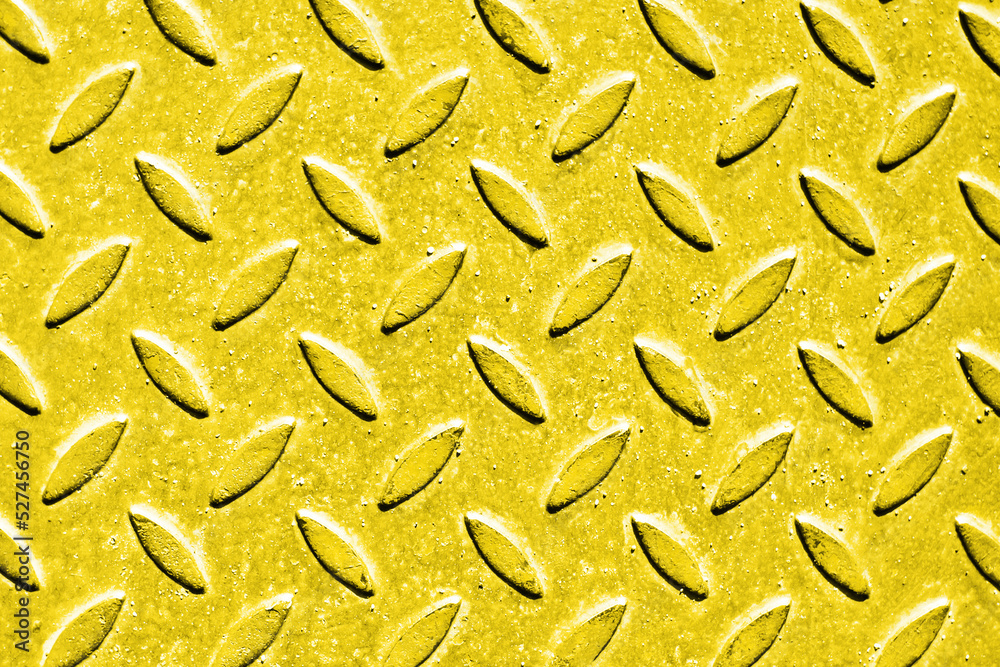 Yellow color factory walkway. Steel mesh texture. Grunge metal texture ...