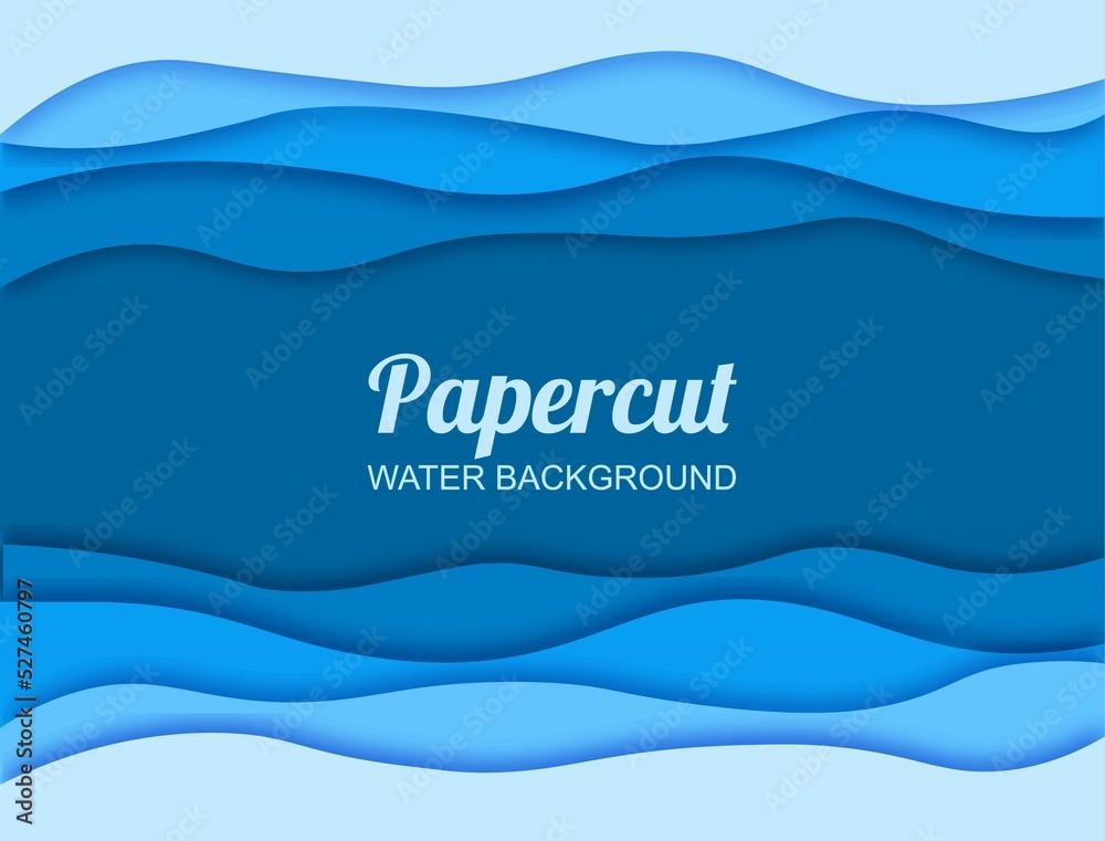 Papercut water background. Poster or banner for website with natural ...