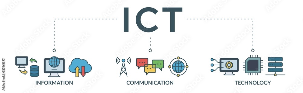 ICT banner web icon vector illustration concept for information and ...
