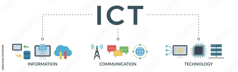 ICT banner web icon vector illustration concept for information and ...