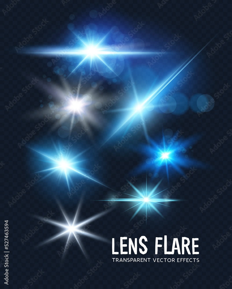 Futuristic set of transparent light lens flare effects! Vector ...