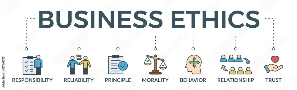 Business ethics banner web icon vector illustration concept for web and ...