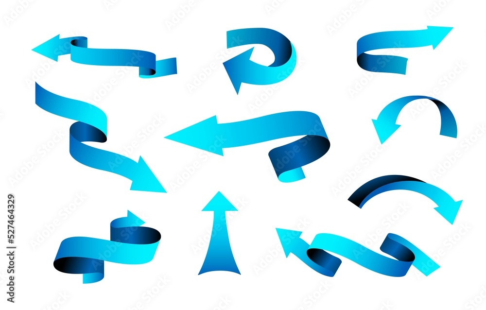 Gradient Blue arrow set. Collection of graphic elements for website ...